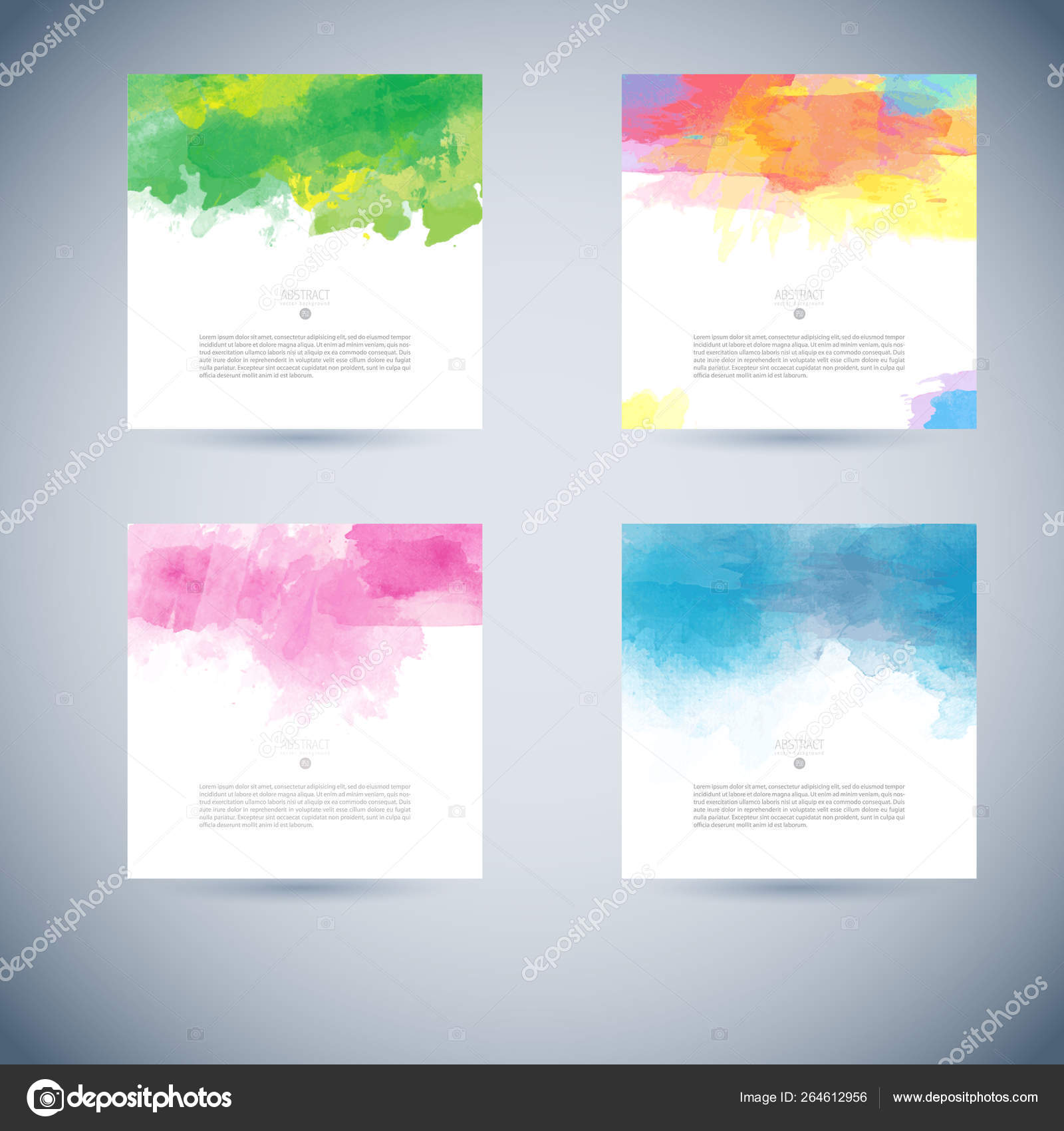 Vector set of watercolor background card template Stock Vector Image by ...