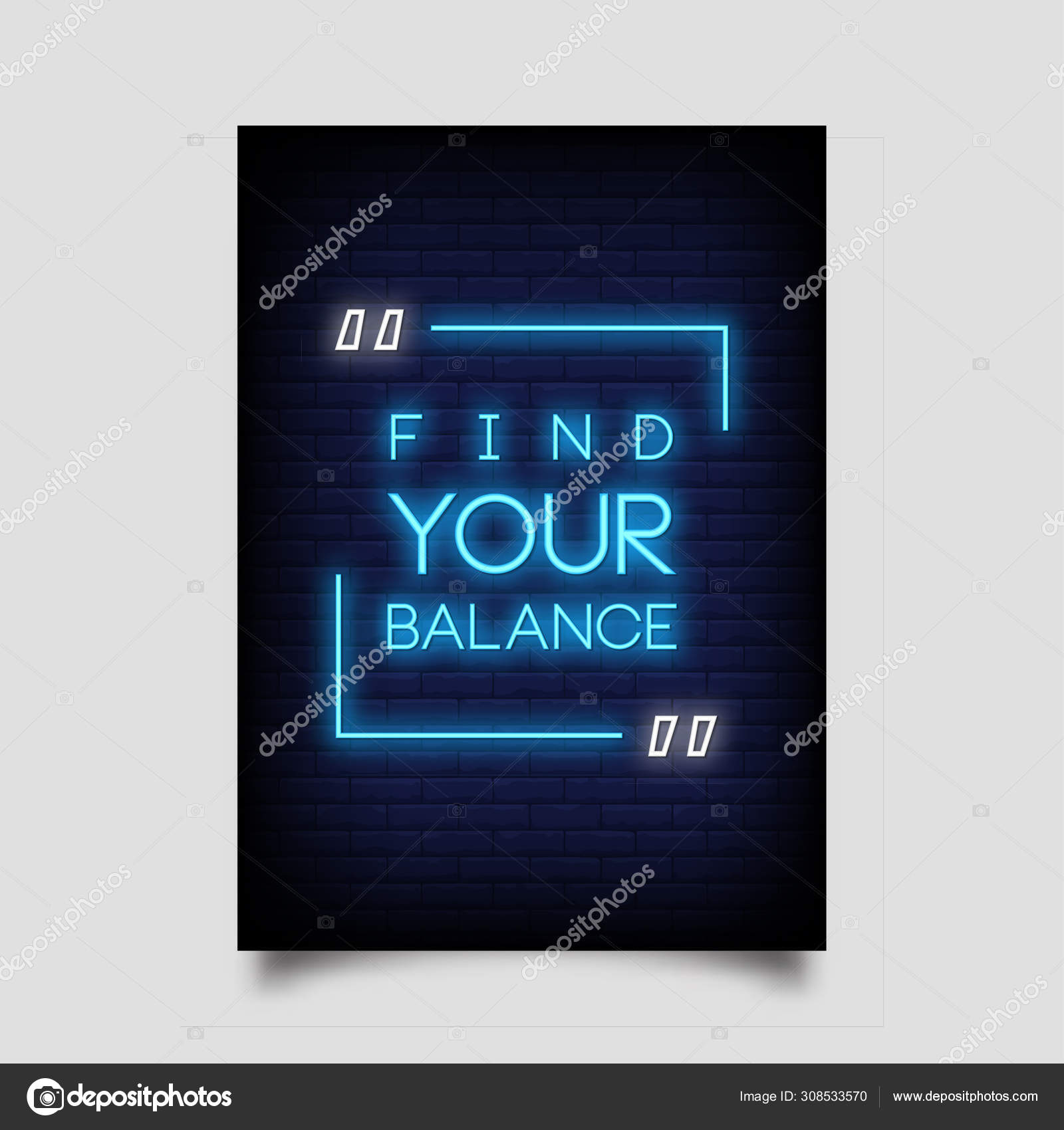Find Your Balance Phrase Poster Neon Style Inspirational Quote Neon ...