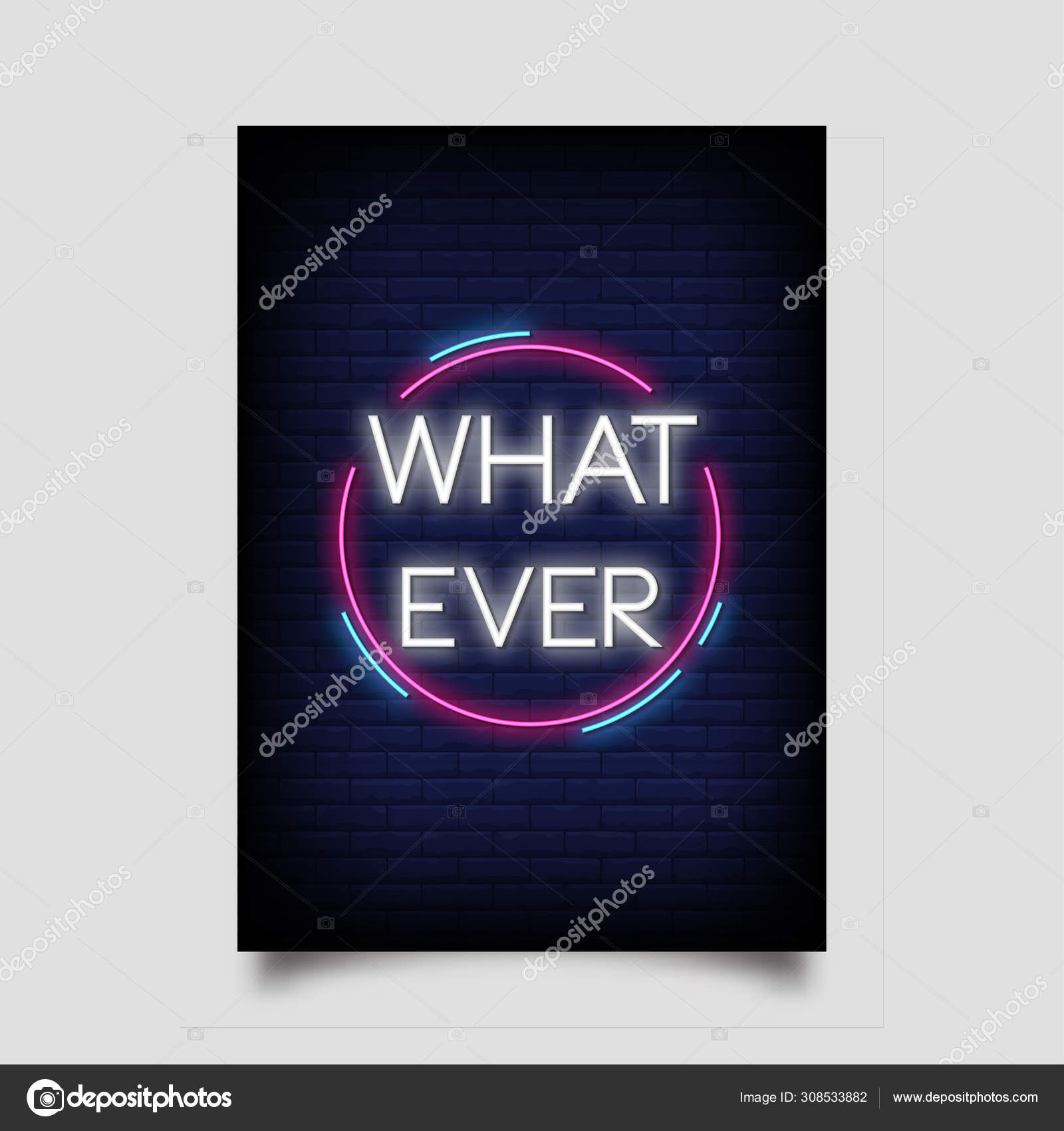What Ever Phrase Poster Neon Style Inspirational Quote Neon Signs Stock ...