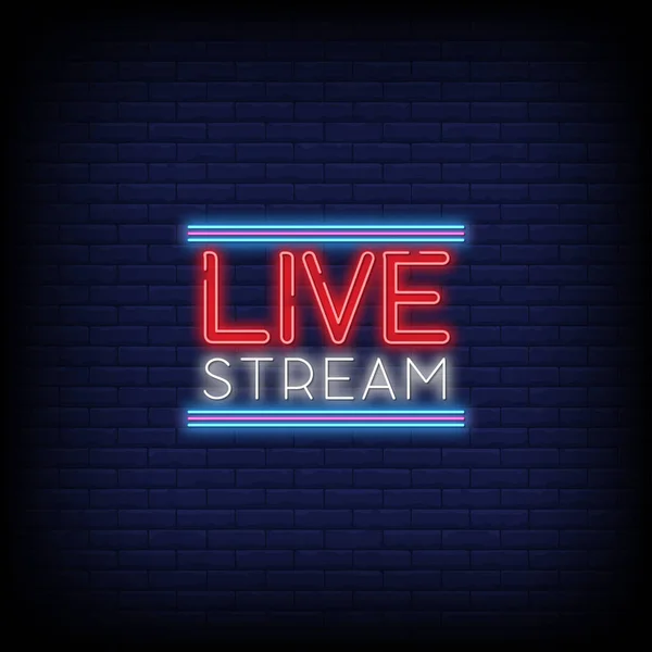 Live Streaming Neon Sign Brick Wall Background Vector Illustration ...
