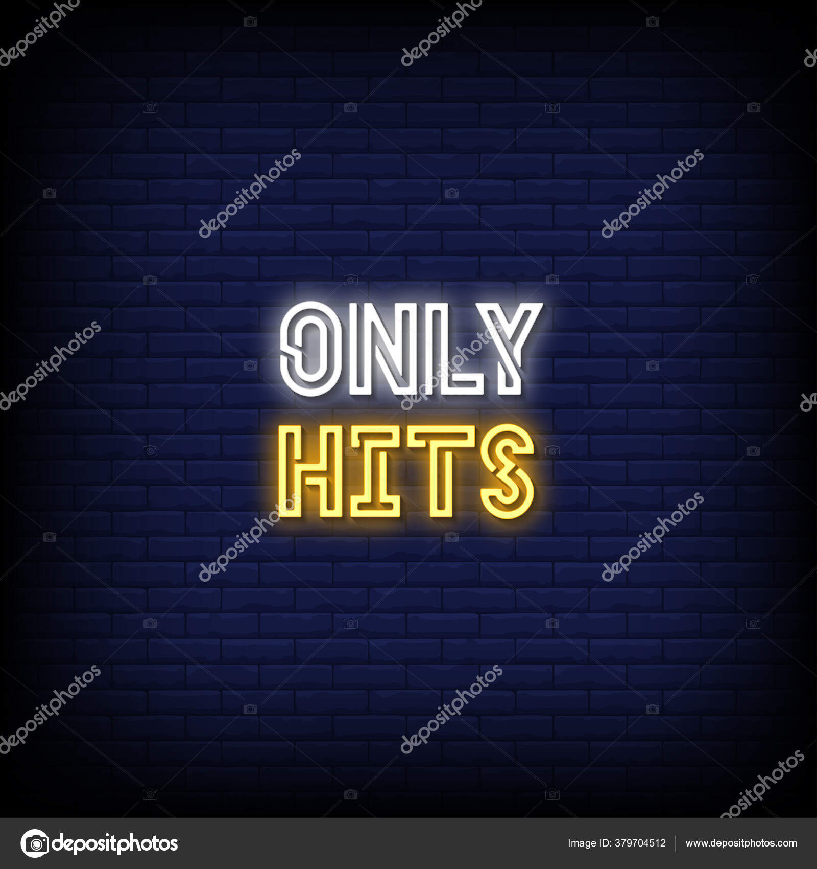 Only Hits Neon Sign Brick Wall Background Stock Vector Image by ©bohlam ...
