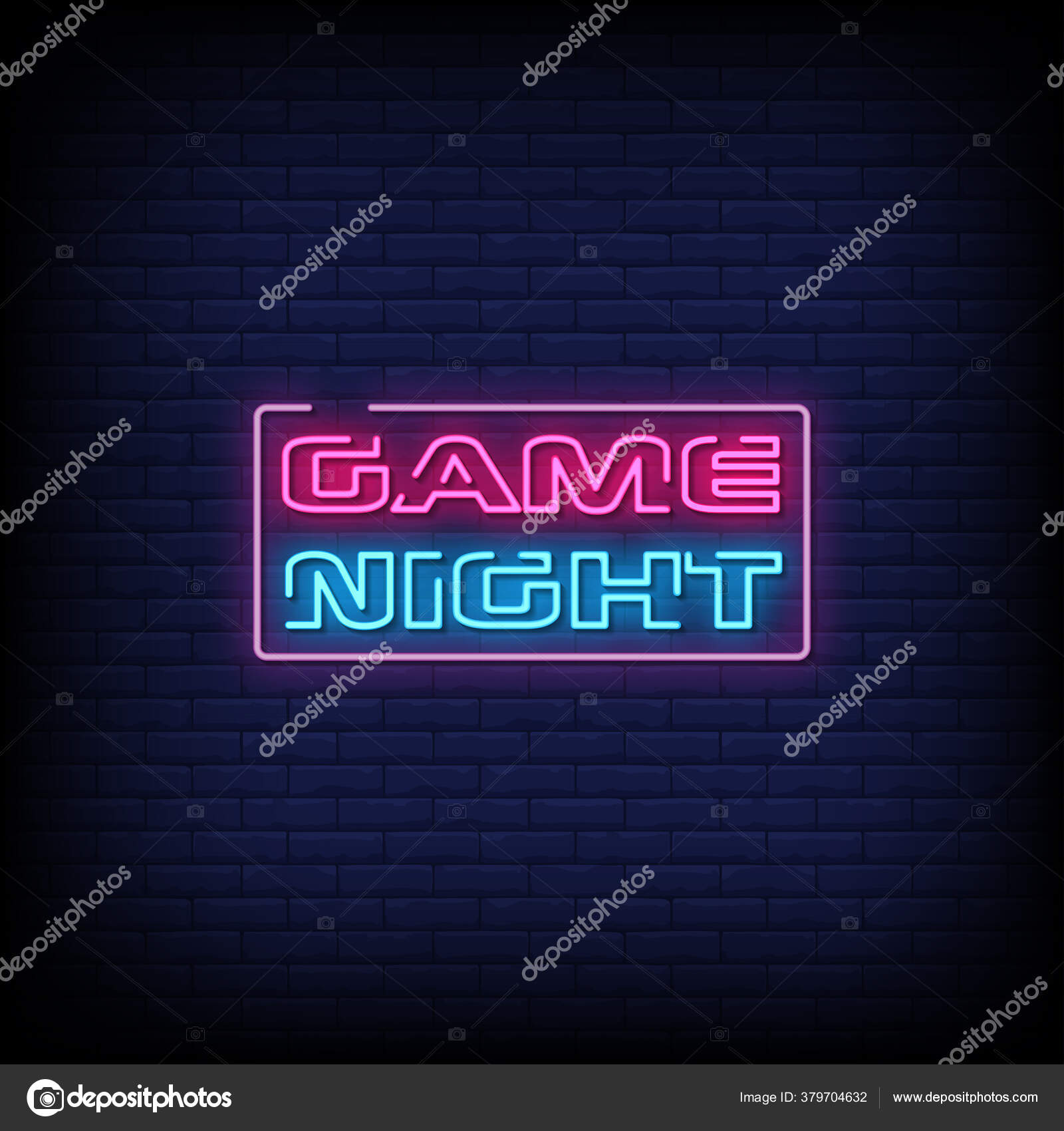 Game Night Neon Sign Brick Wall Background Stock Vector Image by ...