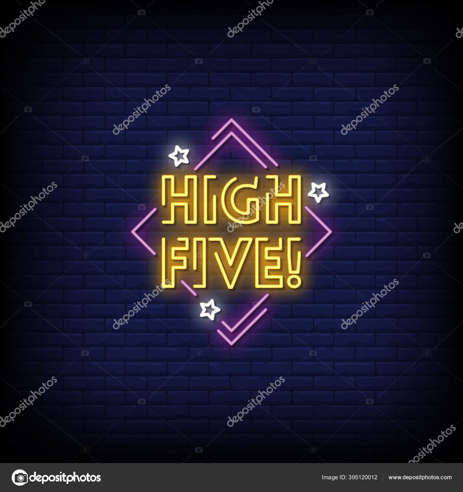 Choca Cinco Letrero Neón Vector de stock #395120012 de ©bohlam