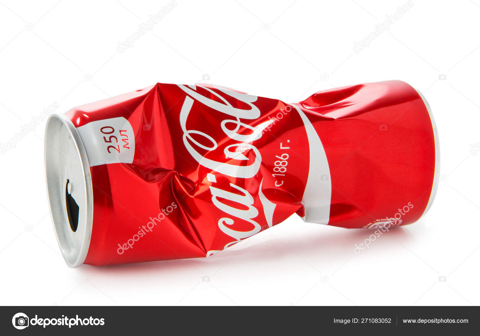 Compressed Coca Cola Can Isolated White Original Logotype — Stock ...
