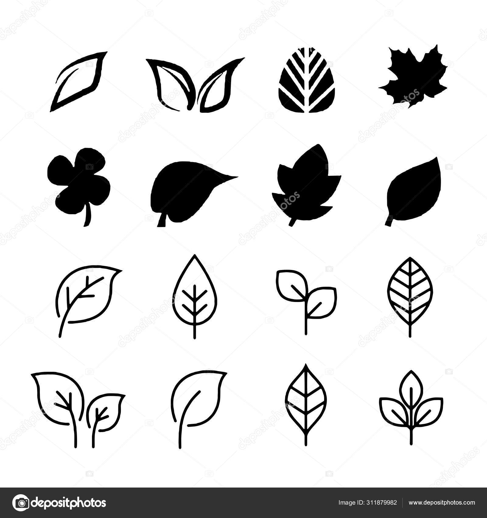 Leaf icon set white background Leaves icon vector set isolated Stock ...
