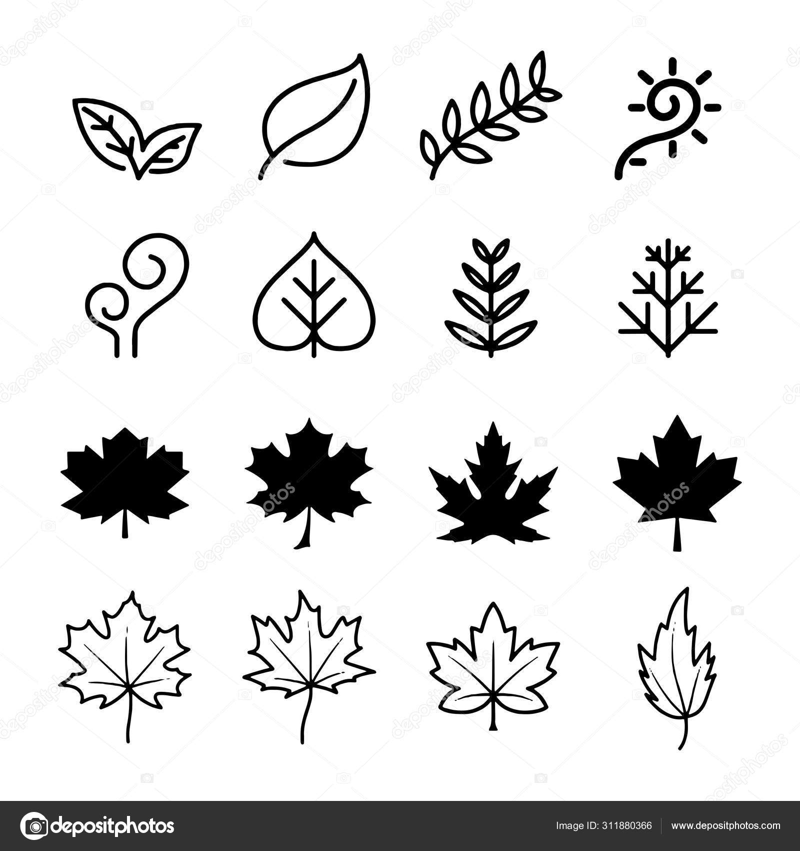 Leaf icon set white background Leaves icon vector set isolated Stock ...