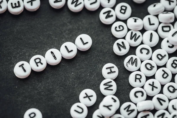 Word Done Dark Background Made Small Alphabet Letters — Stock Photo ...