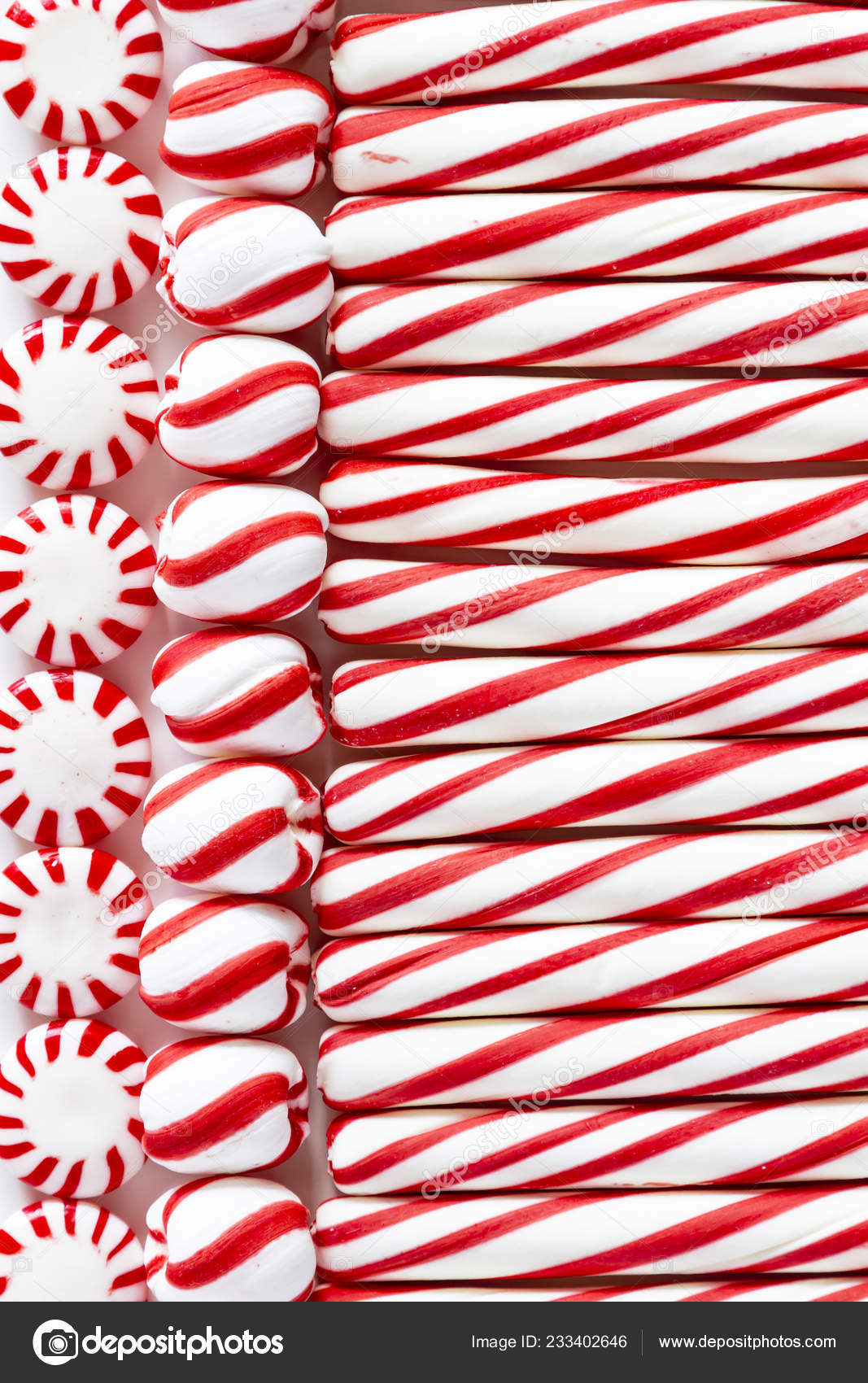 Candy Background Rows Red White Striped Peppermint Sticks Mints Swirled ...