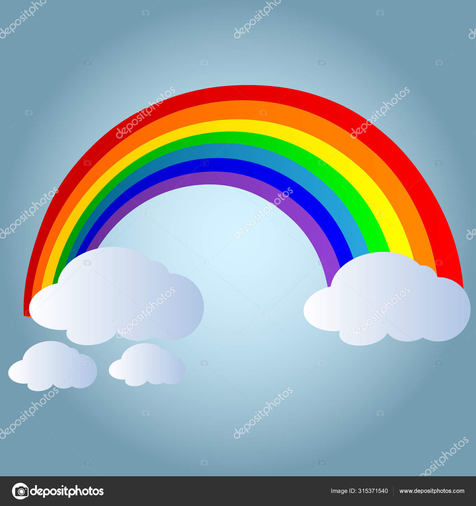 Color rainbow with clouds. Vector illustration. Good weather. Harmony ...