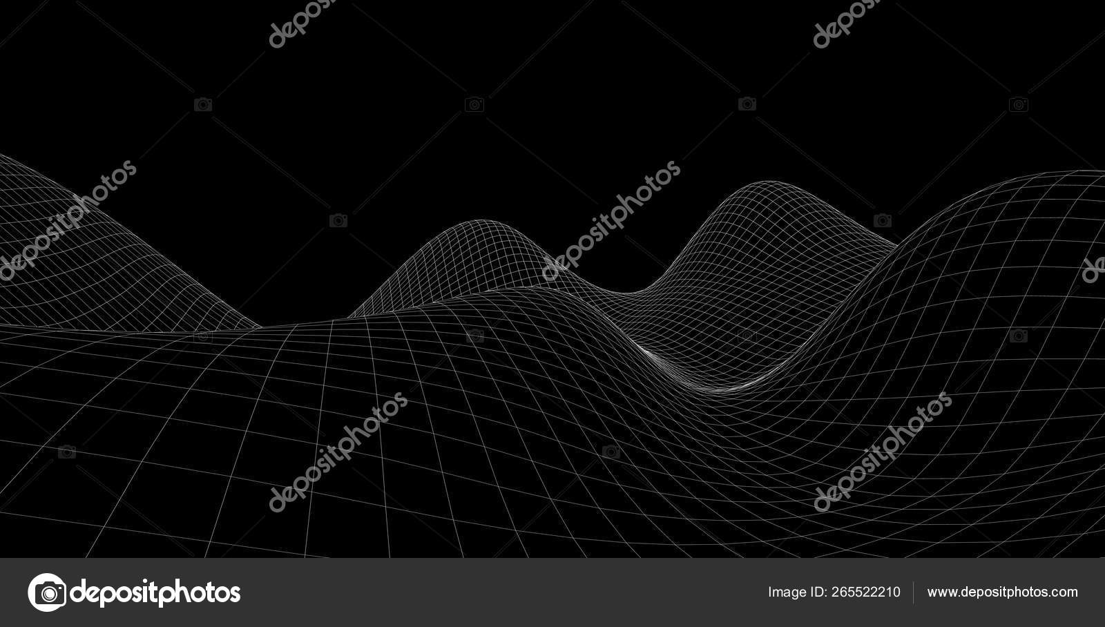 Abstract 3d wireframe terrain ,3d Illustration ,Outline curve Stock ...