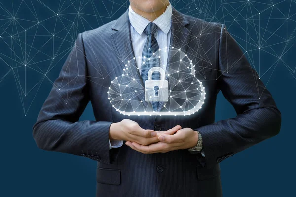 The concept of security and data protection in the Cloud. - Stock Image ...