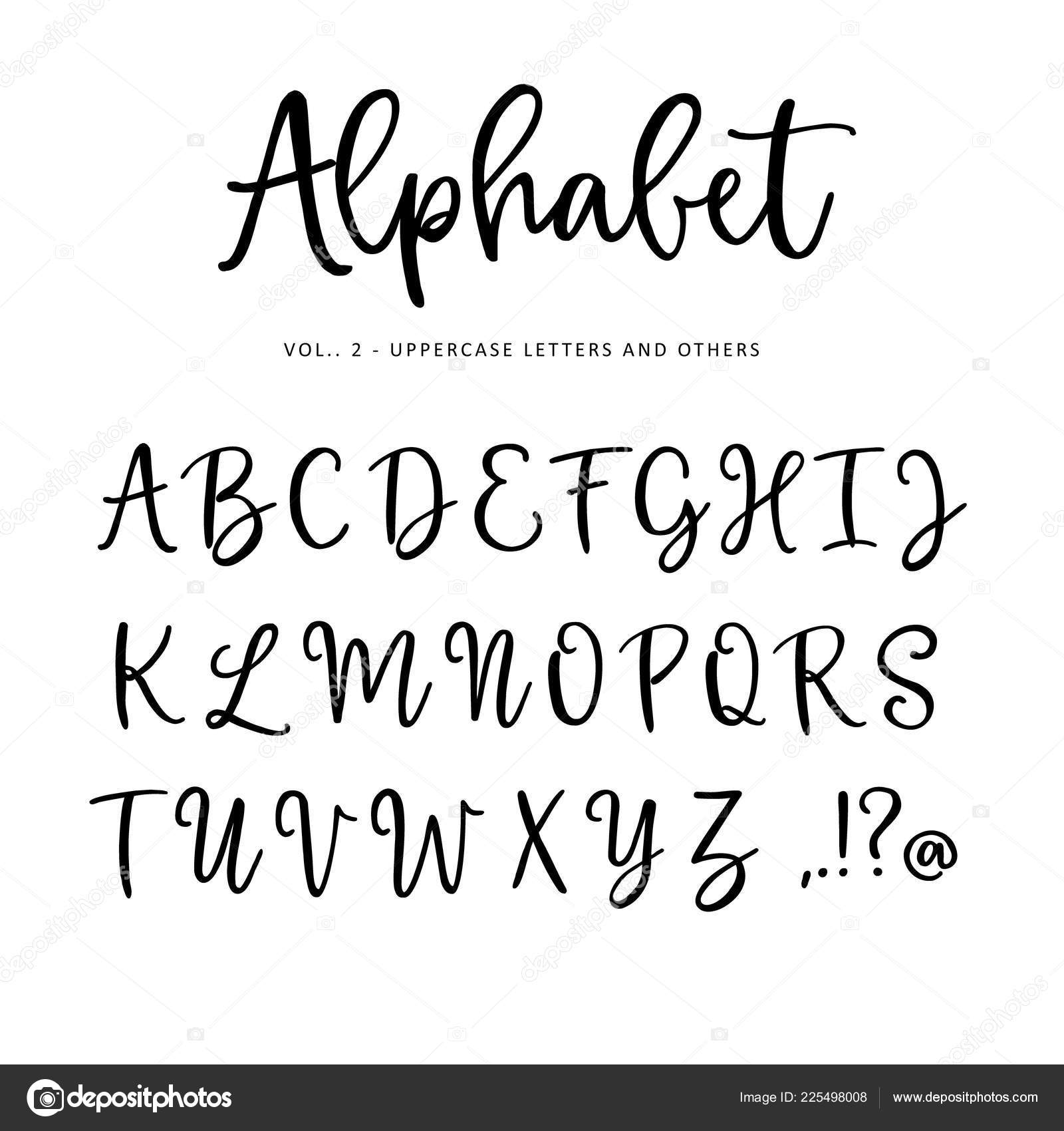 Hand drawn vector alphabet, font. Isolated letters, punctuation written ...
