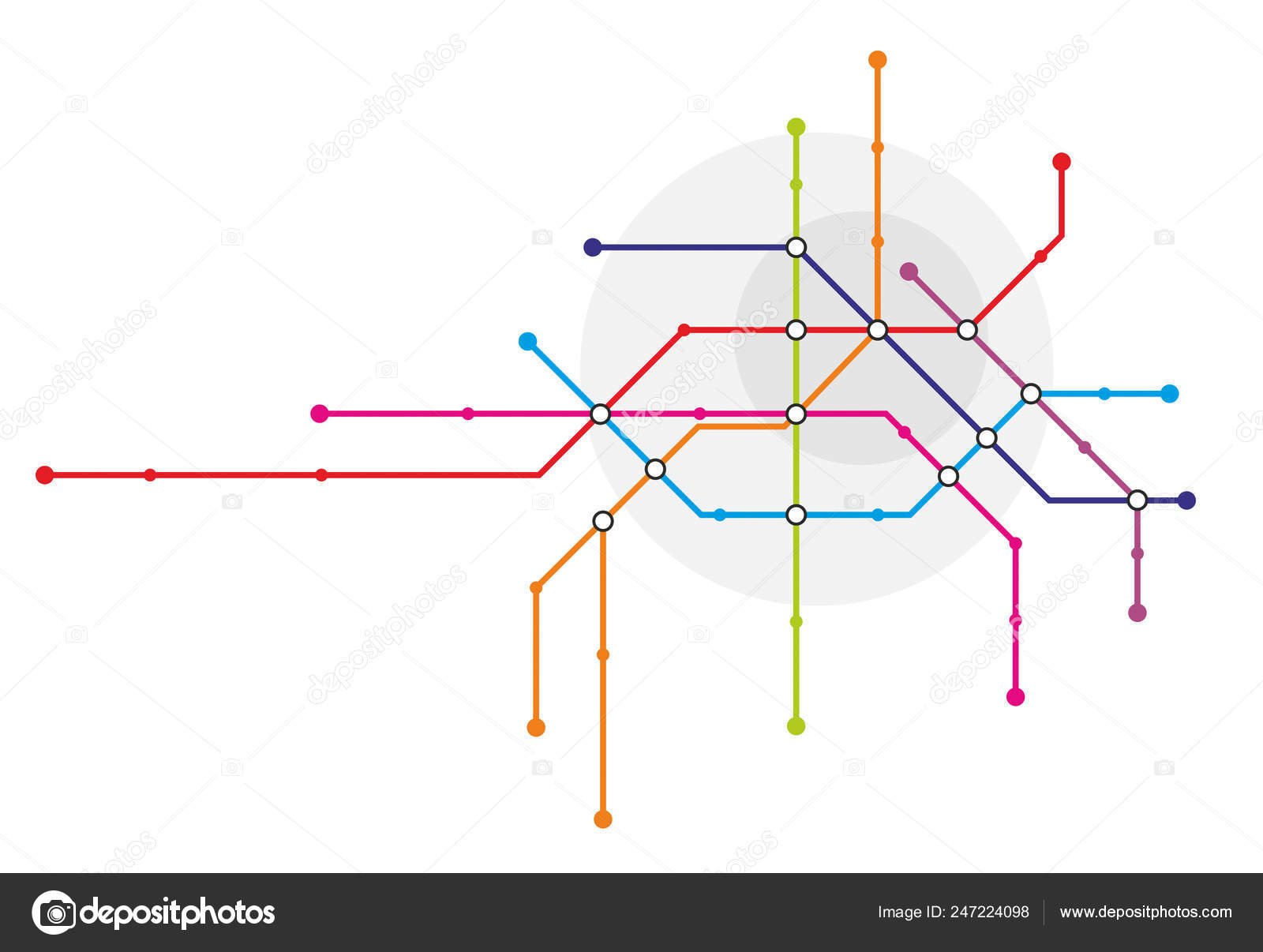 Abstract Metro System Map Stations Different Lines Stock Photo by ...