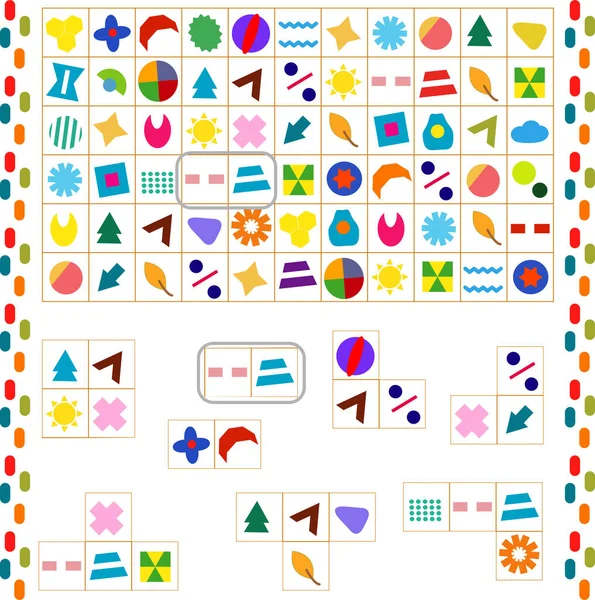 Logic game for children. Find these fragments in the table and circle ...