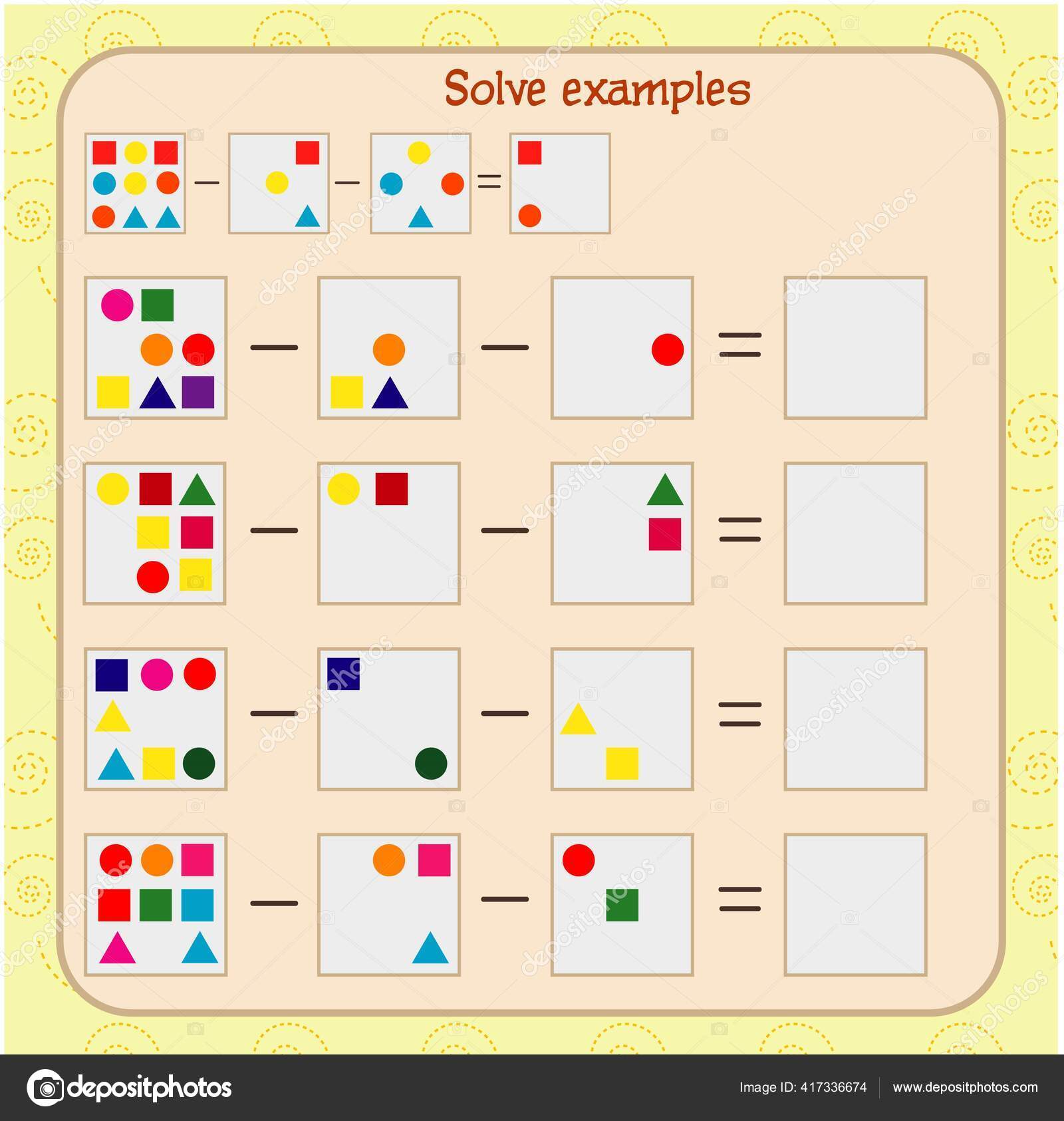 Logic exercises for children. solve examples according to the model ...