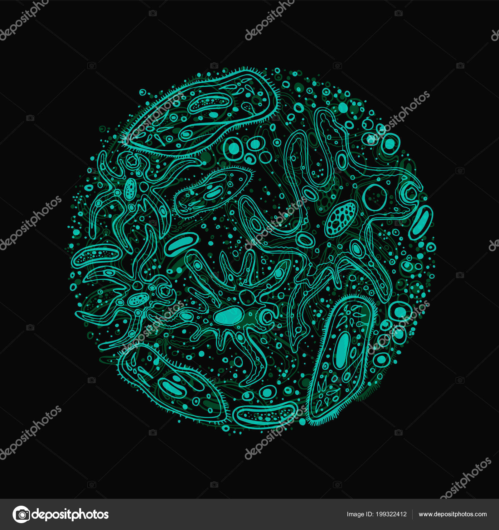 Microorganism Hand drawn Image Stock Vector Image by ©annyart #199322412