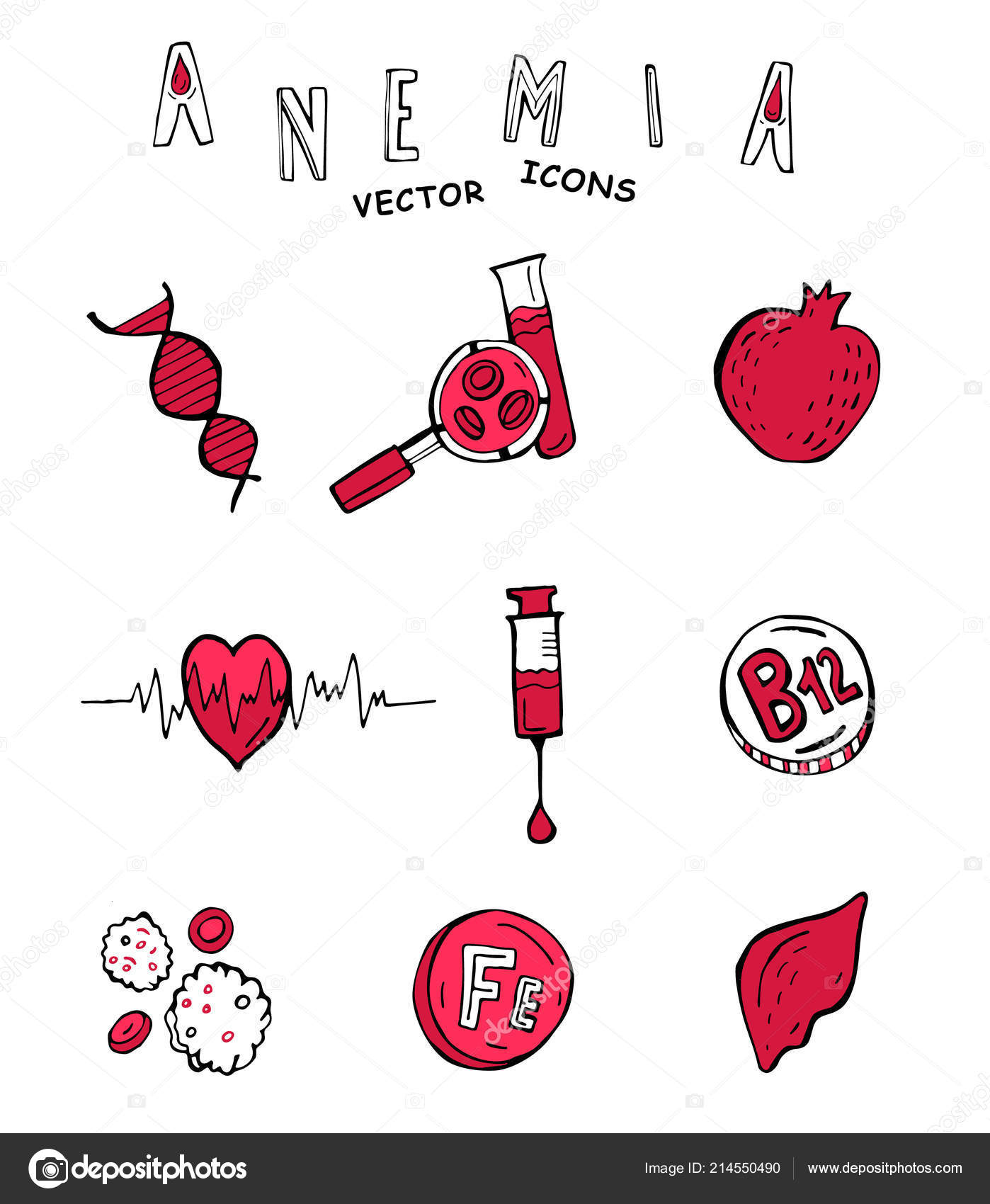 Anemia doodle icons Stock Vector by ©annyart #214550490