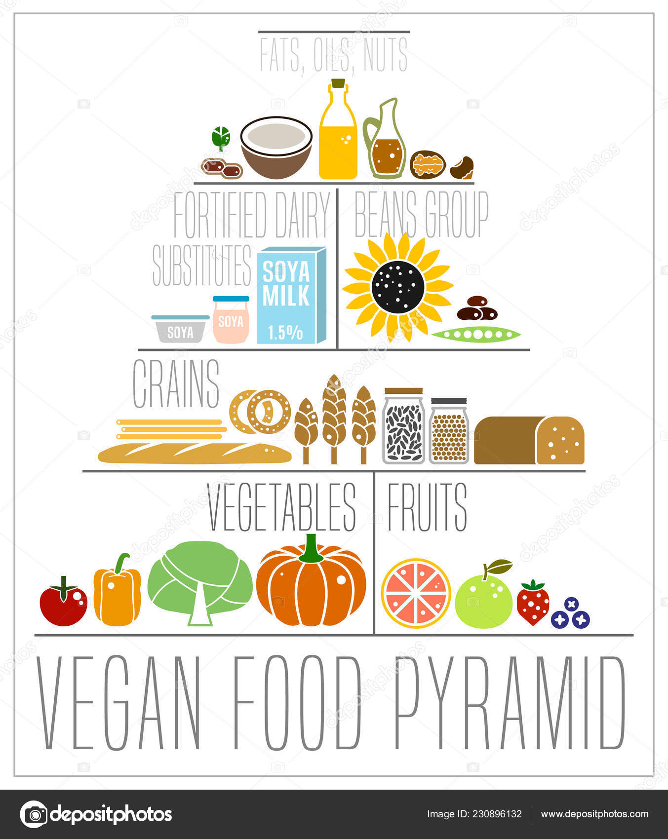 The vegan food pyramid Stock Vector Image by ©annyart #230896132