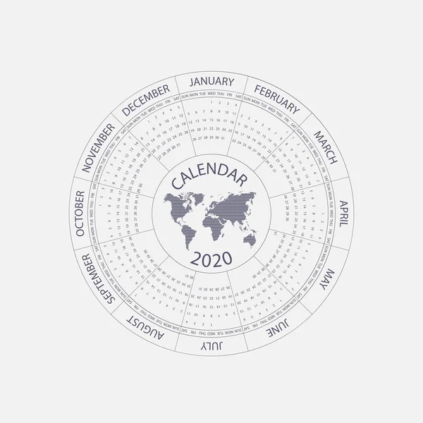 2020 Calendar Template.Circle calendar template.Calendar 2020 Se Stock ...