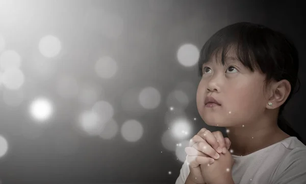 Asian Face Child Praying Worship God Using Hands Pray Religious Stock ...