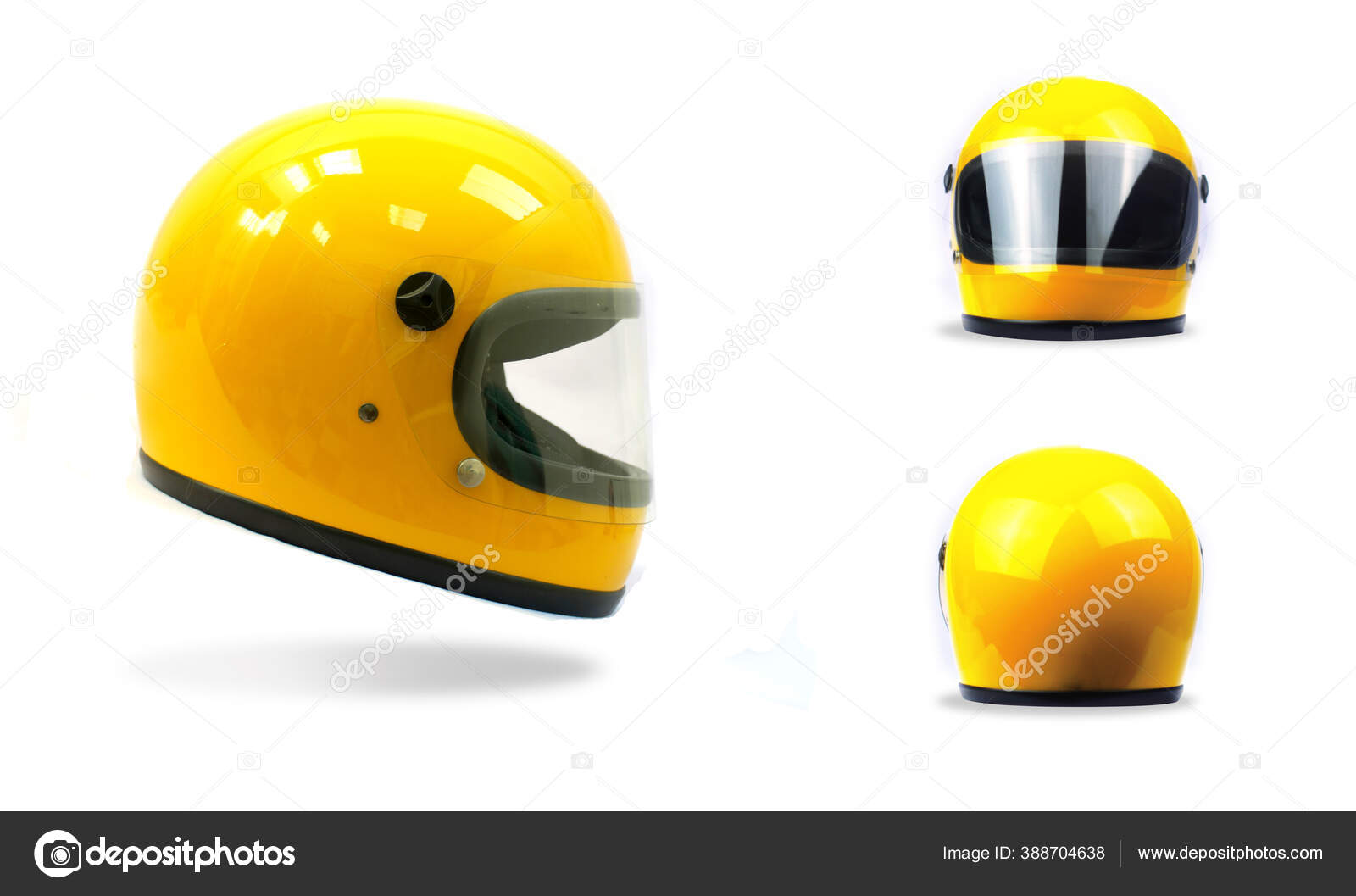 Yellow Motorcycle Helmet White Background Front Back Side Stock Photo ...