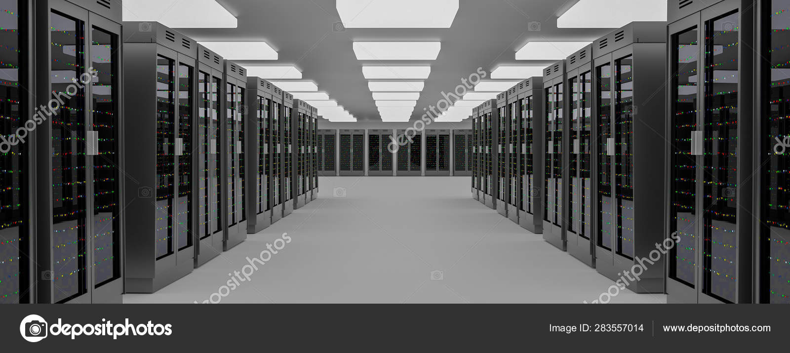 Server room data center. Backup, hosting, mainframe, farm and computer ...