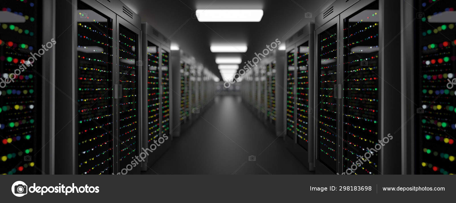 Server room data center. Backup, hosting, mainframe, farm and computer ...