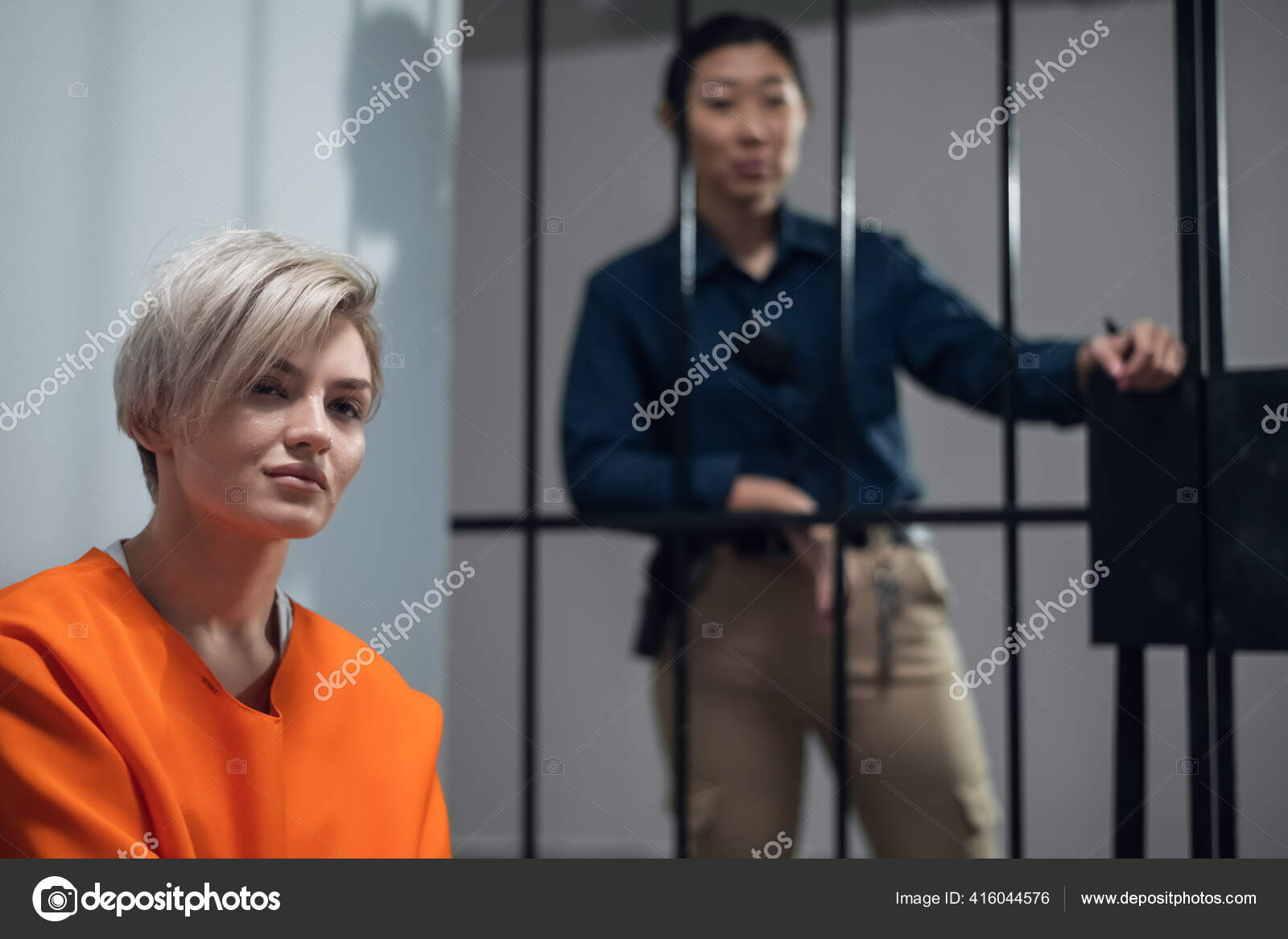 Portrait of a young prisoner in a uniform in a prison cell — Stock ...