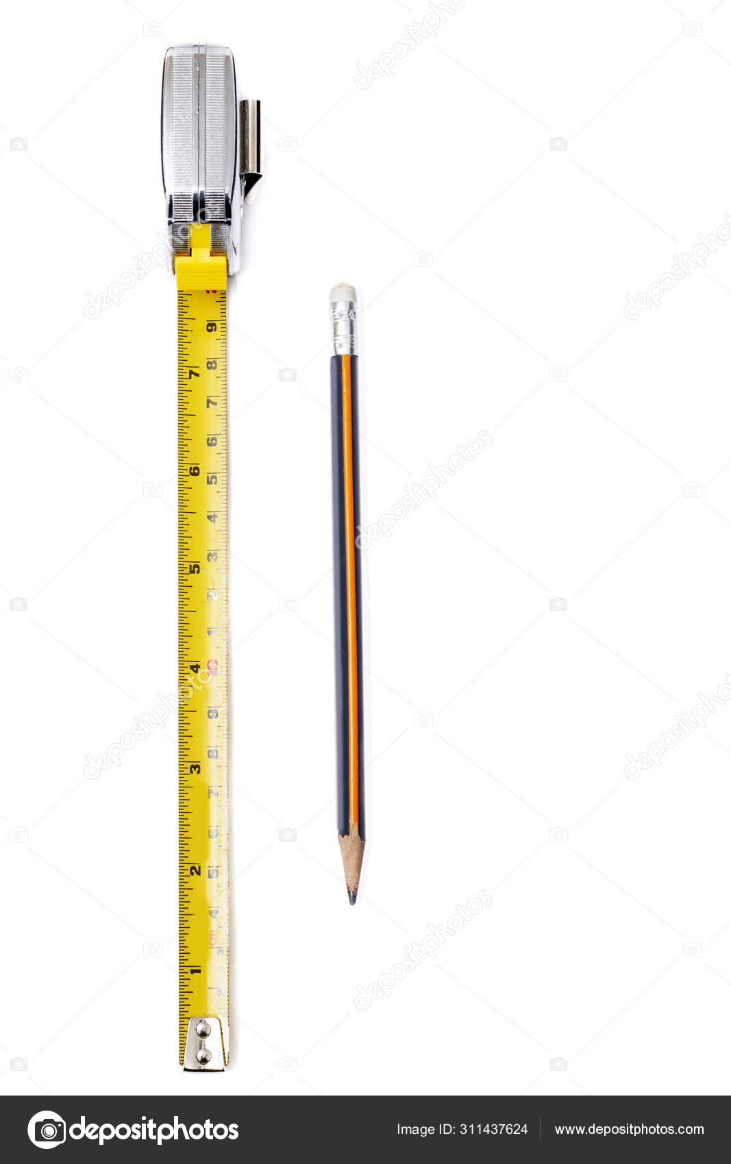 Fotos de Flexometro Metro Con Lapiz Fondo Blanco Para Unidades Medida ...