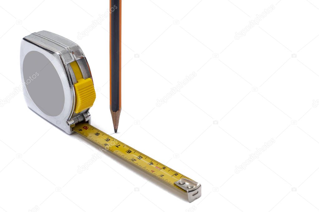 Flexometro o metro con lapiz y fondo blanco para unidades de medida ...