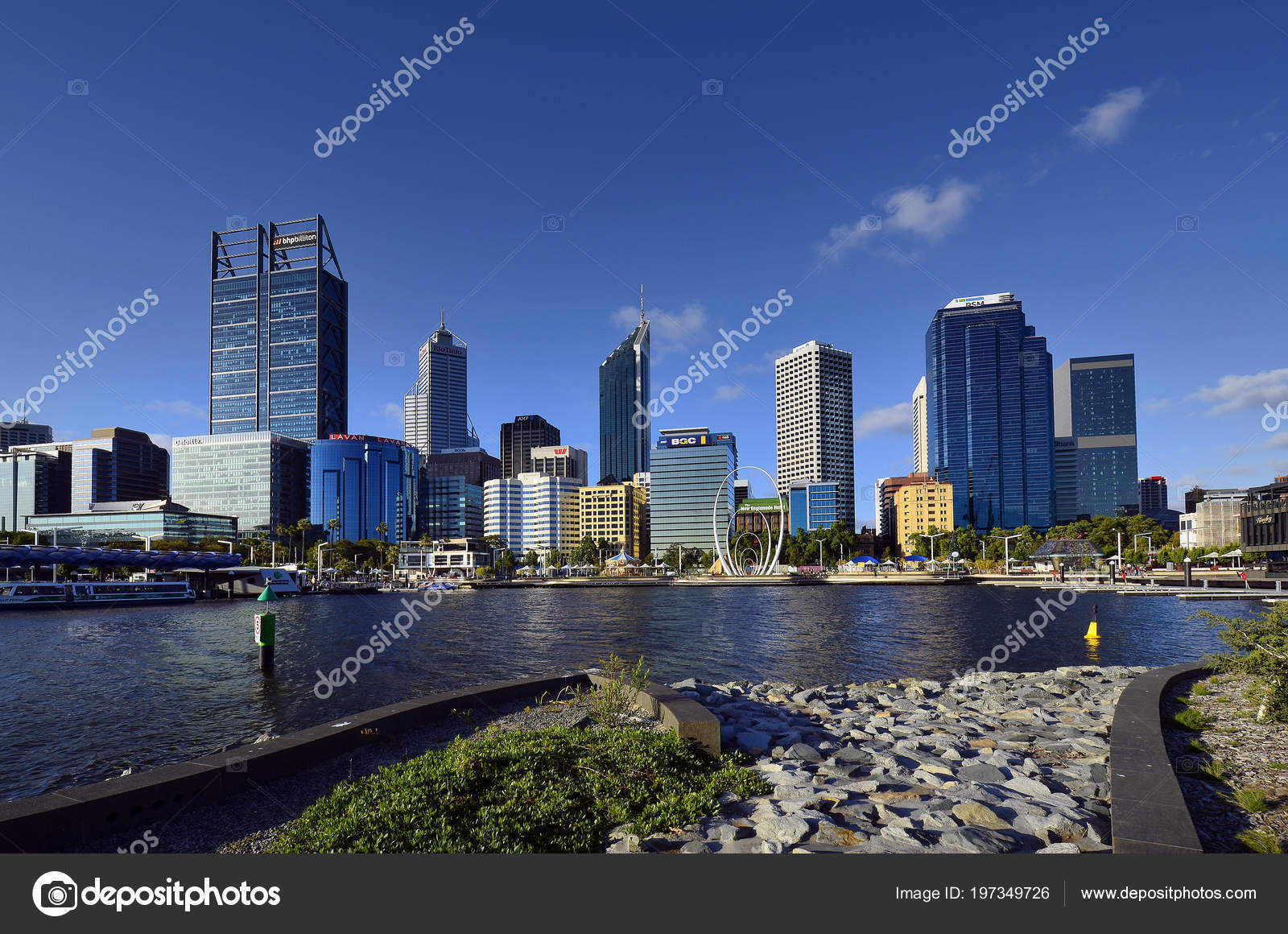 Perth Australia November 2017 Skyline Perth Swan River Different ...