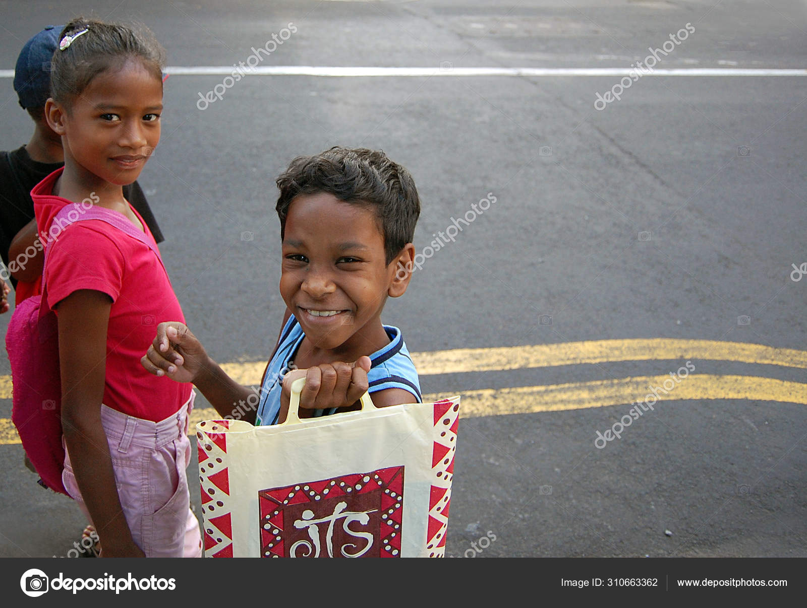 Mauritius Port Louis August 2010 Two Mauritian Children Smile Friendly ...