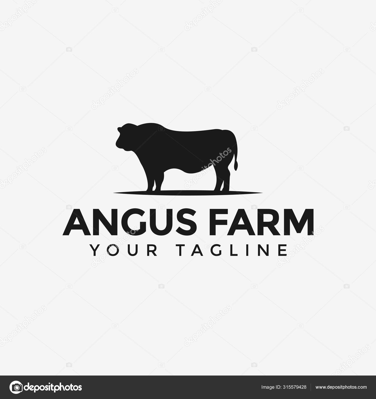 Cattle Angus Farm or Cow Ranch, Beef Logo Design Template Stock Vector ...