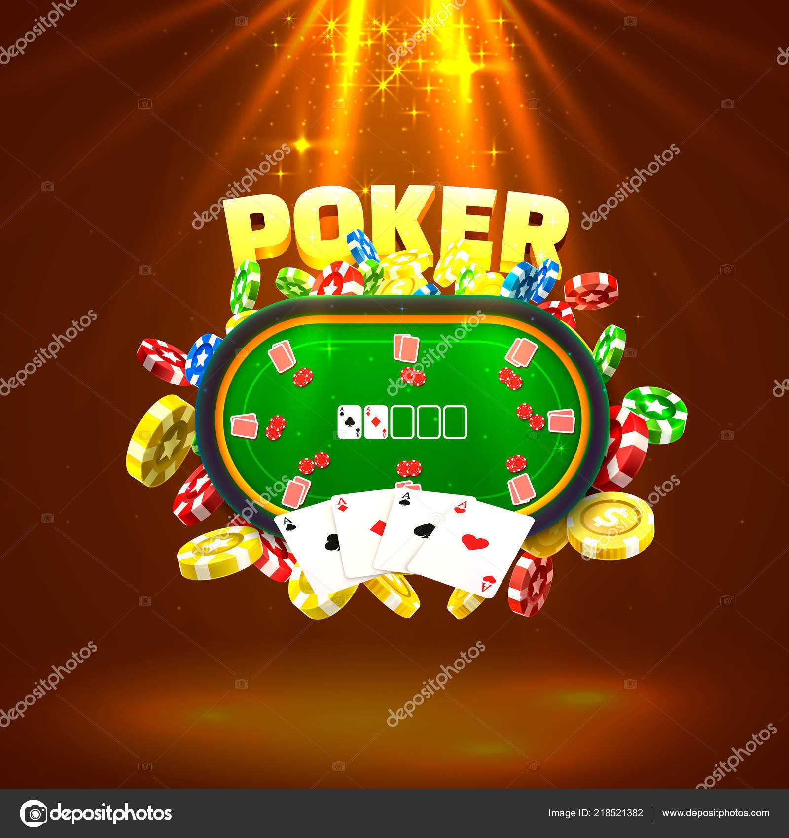 Poker table with the cards and chips background. Stock Vector by ...