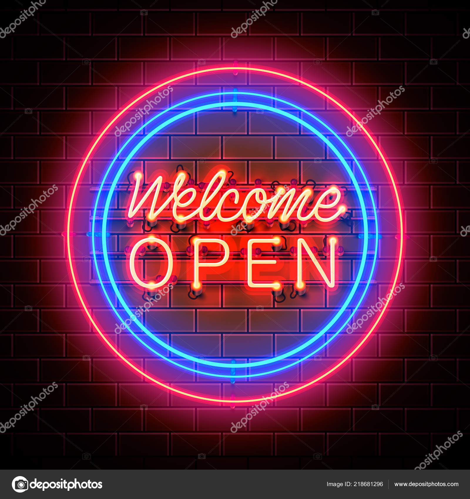 Neon welcome open signboard. Stock Vector Image by ©hobbit_art #218681296