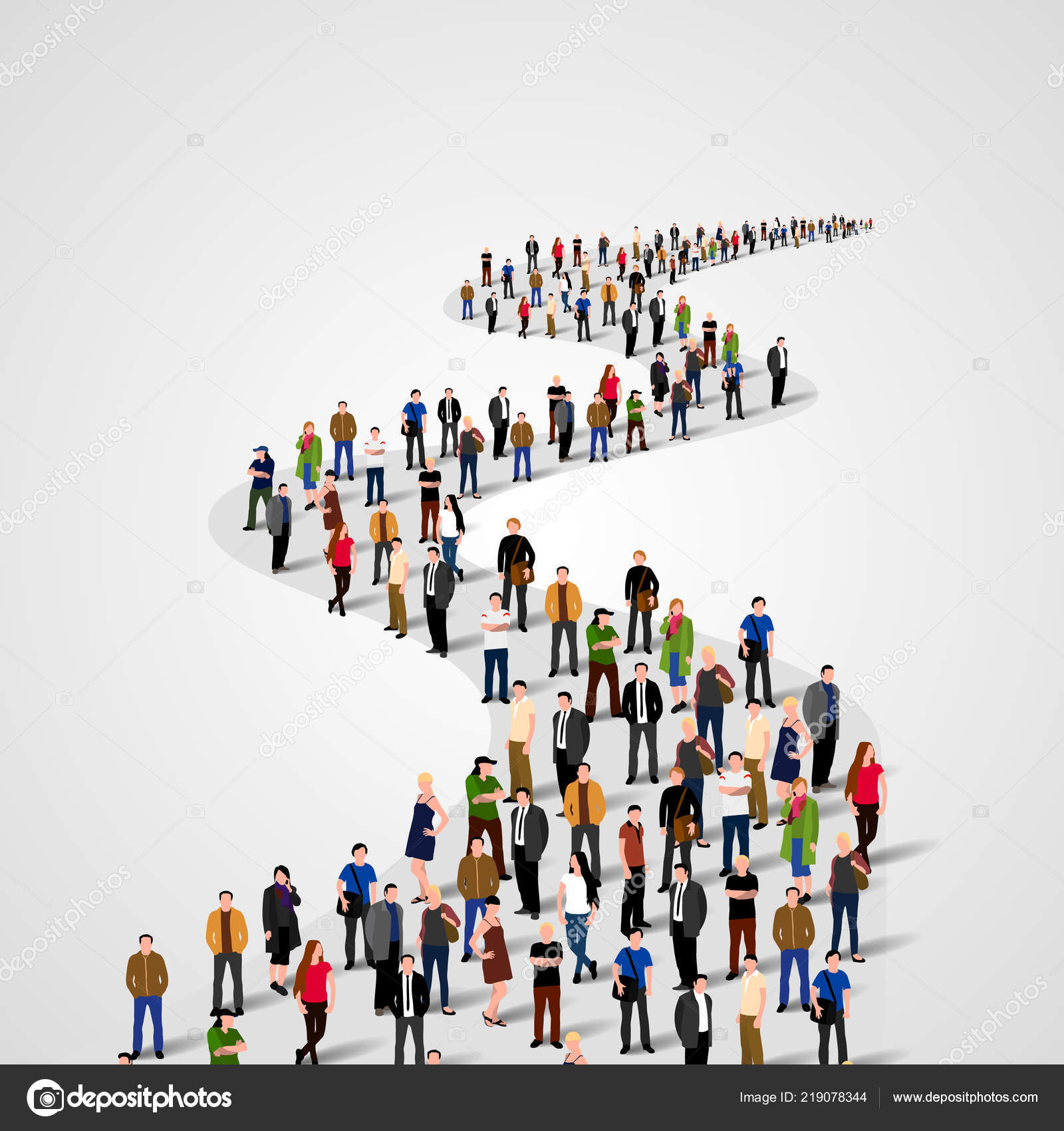 Template with a crowd of business people standing in a line. People ...