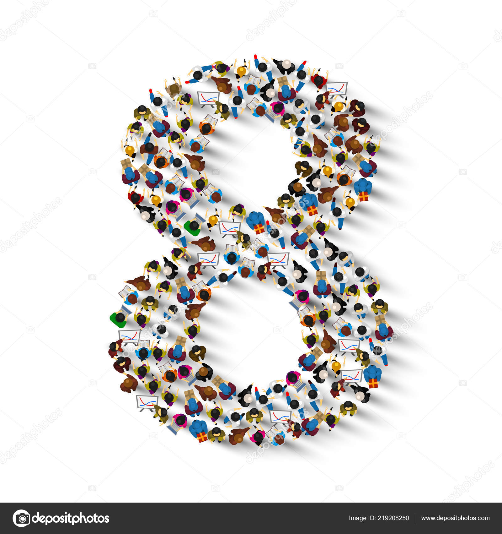 Kelompok Besar Dari Orang Orang Nomor Bentuk Fonta Orang Ilustrasi ...