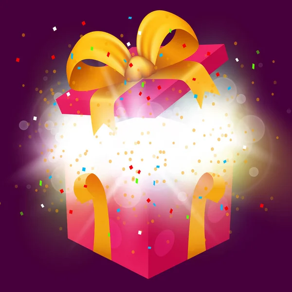 Open gift with fireworks from confetti vector background. Eps 10 ...