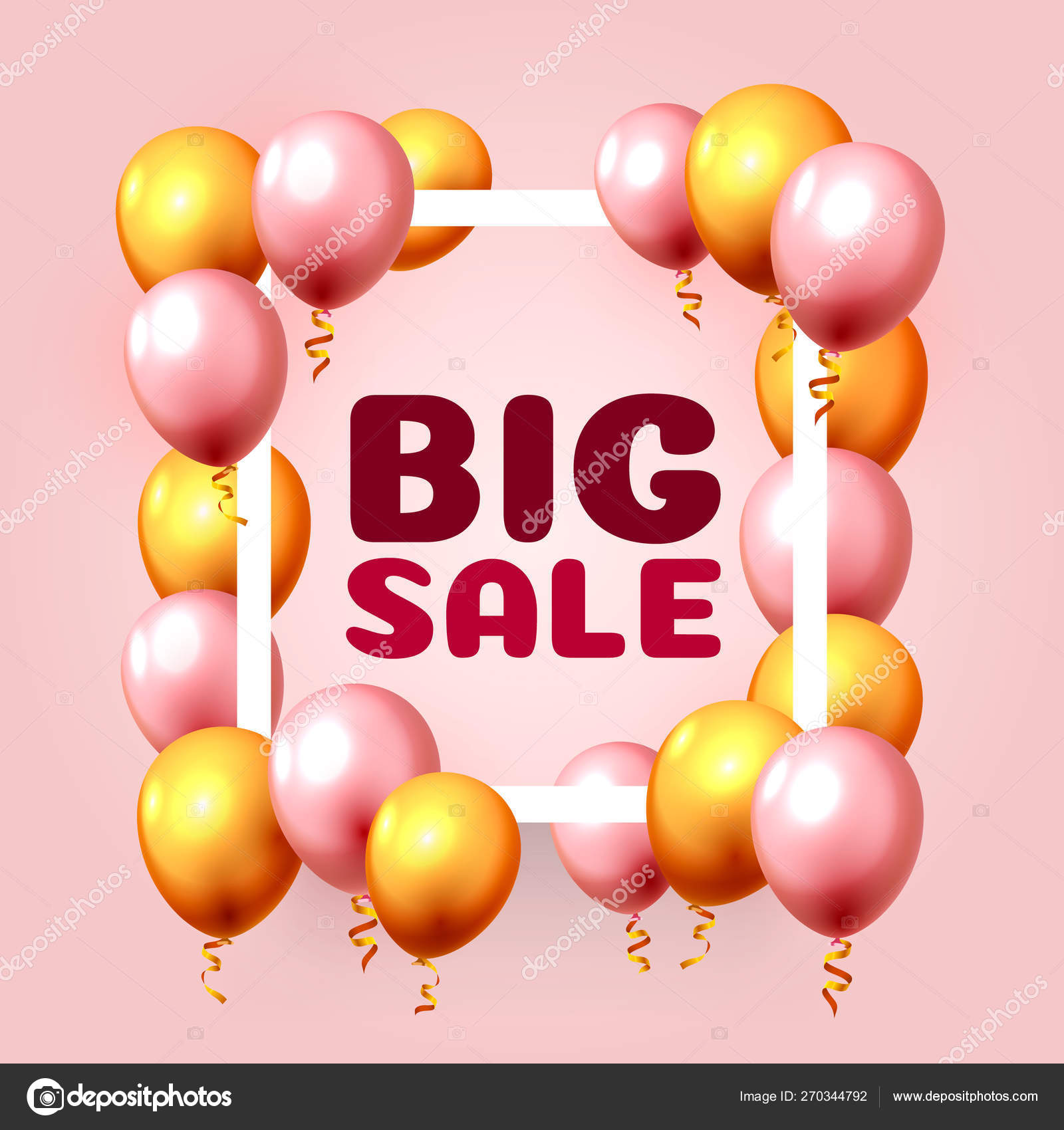 Big sale balloon market frame on the pink background. Stock Vector by ...