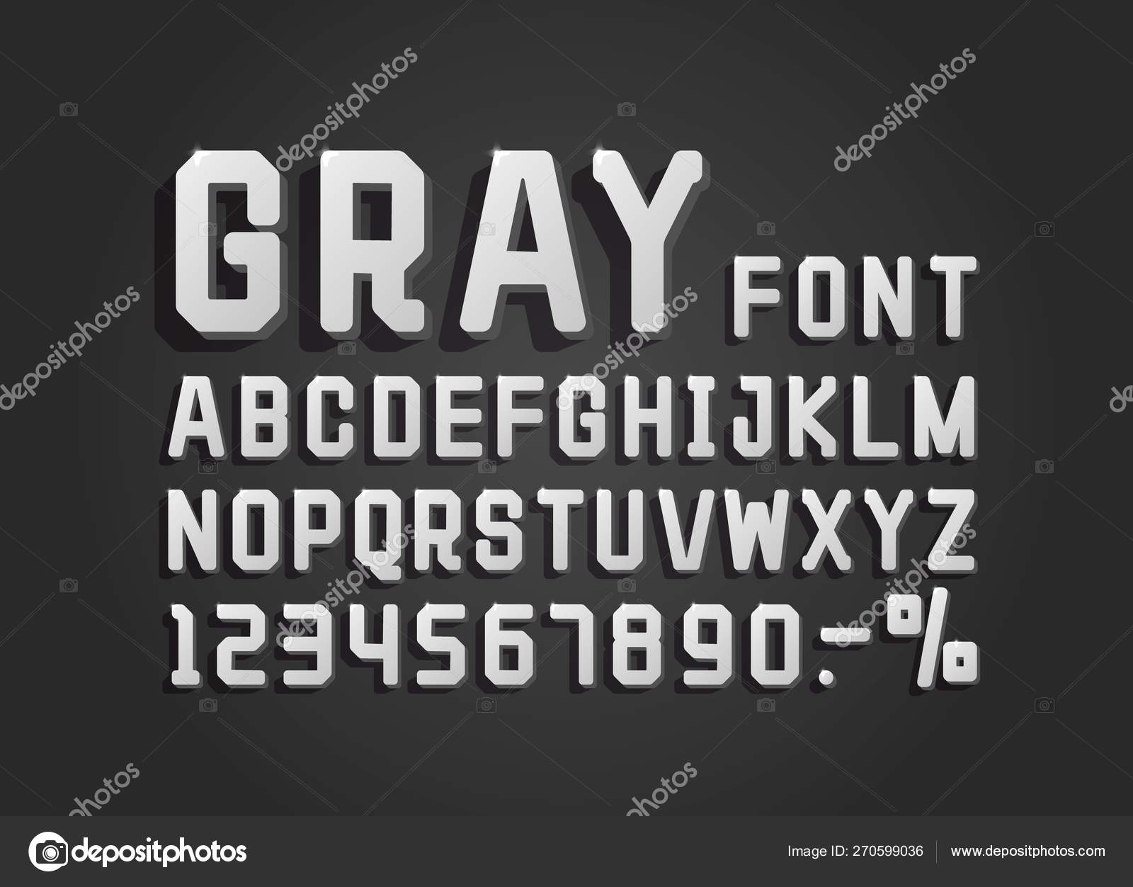 Retro font gray vintage, light sign set. Vector Stock Vector Image by ...