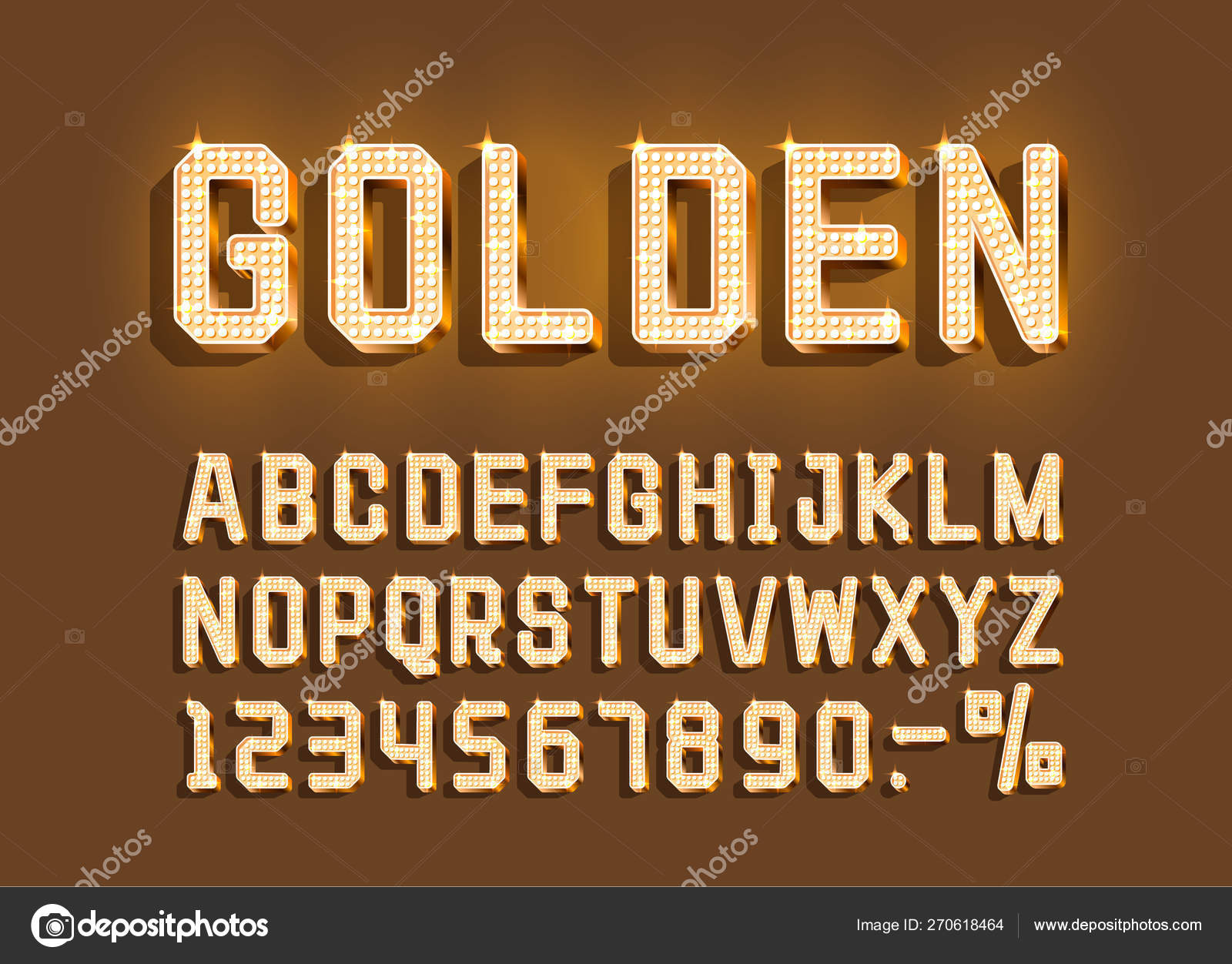 Golden font alphabet retro, number sign. Vector Stock Vector Image by ...