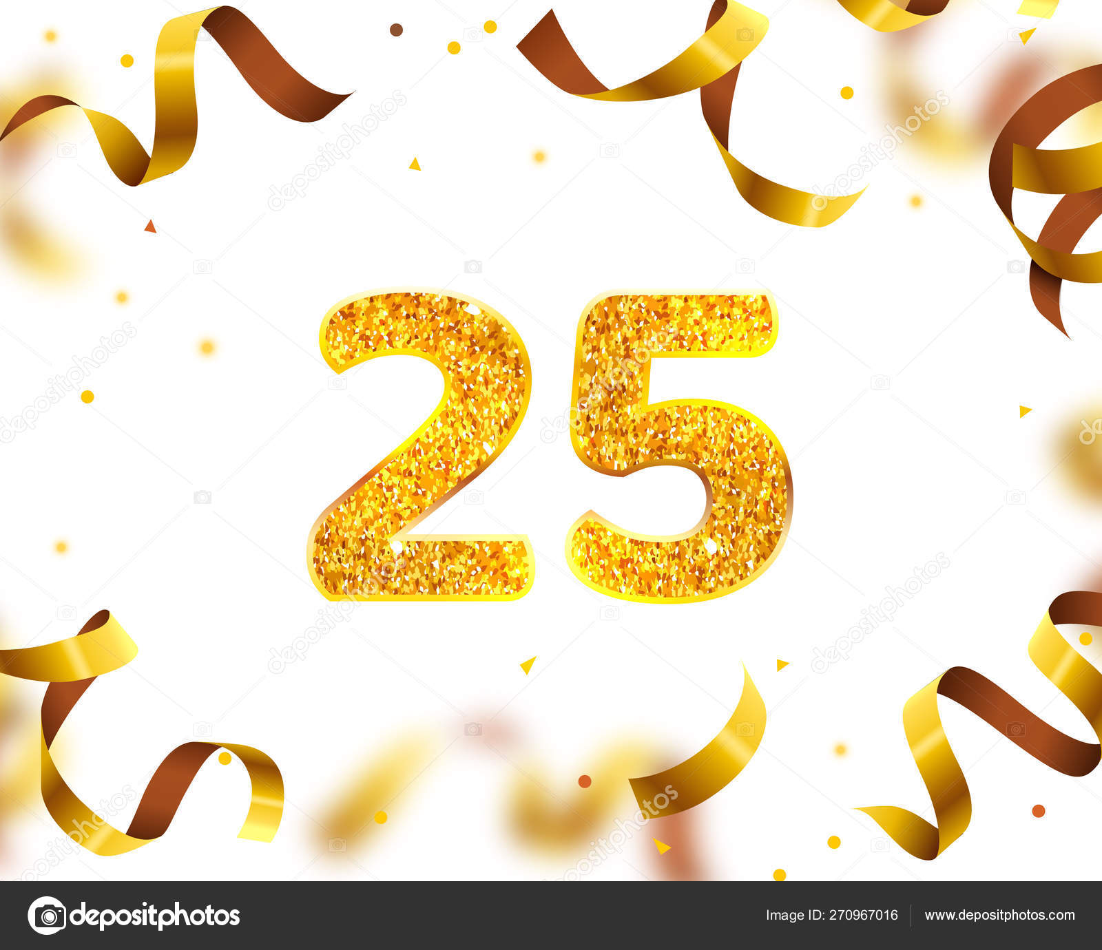 Anniversary Banner 25th, Gold Ribbon Fly. Vector Stock Vector by ...
