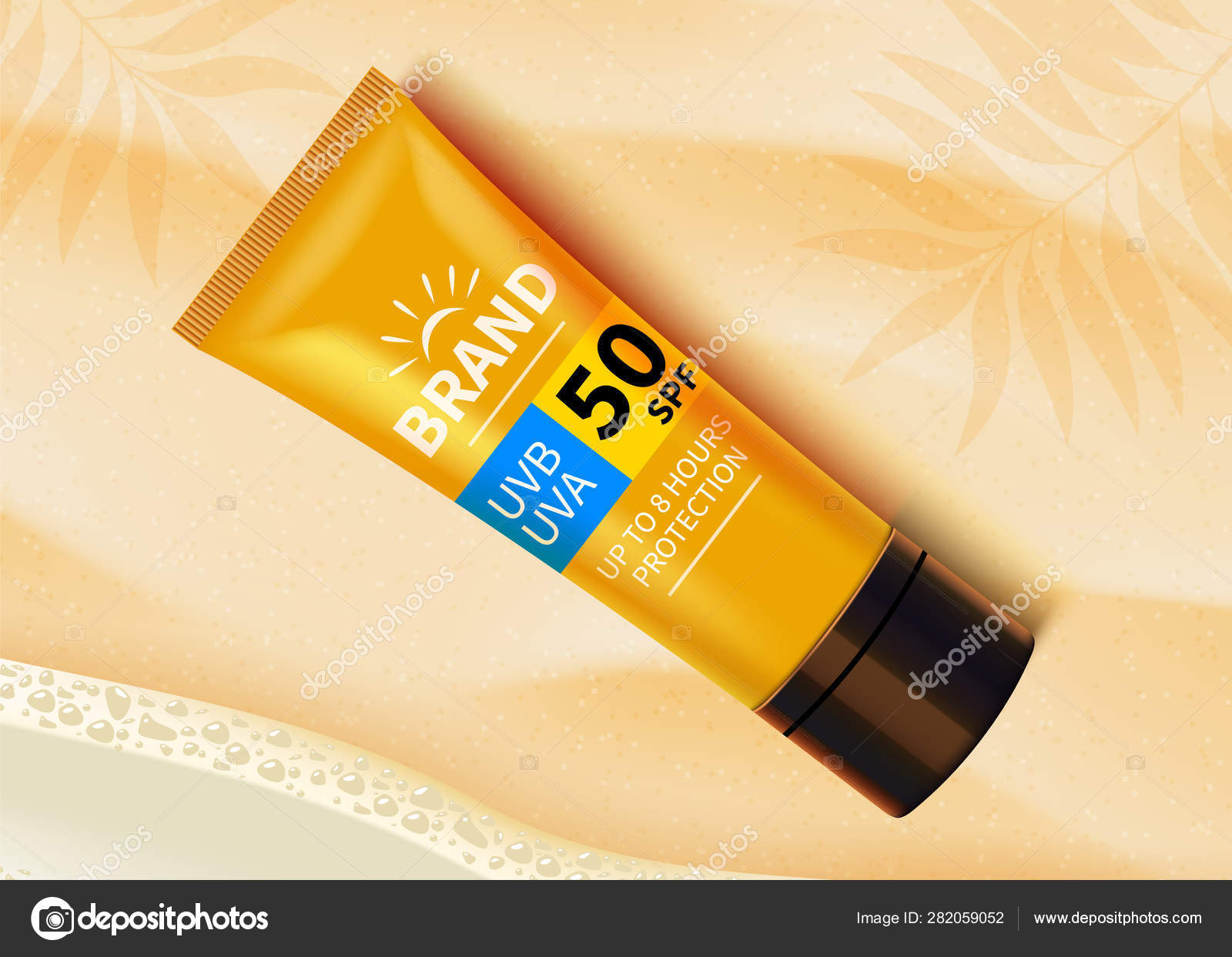 Sunblock ads template, sun protection cosmetic products design with ...