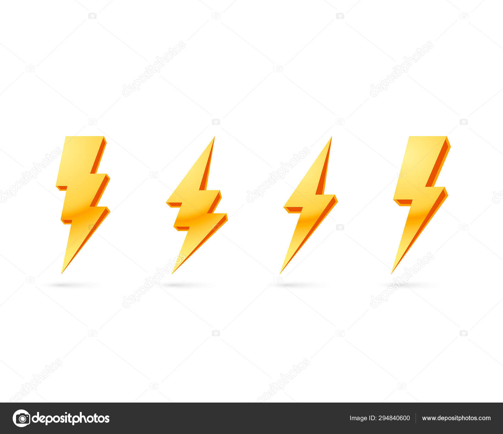Electric lightning, set of icons on a white background. Stock Vector by ...