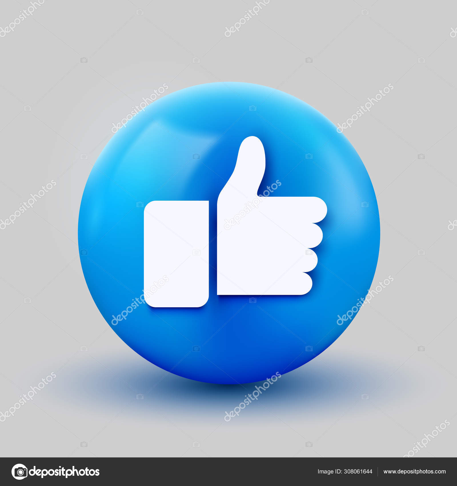 3D polegar para cima bola sinal Emoticon Ícone Design para Rede Social ...