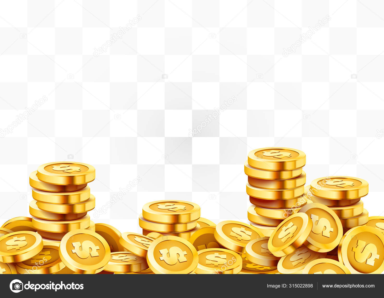 Golden shiny coins. Big bunch of old metal money. Precious expensive ...