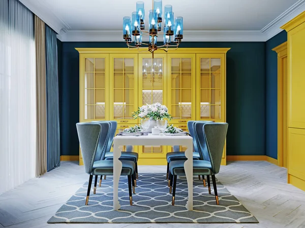 Blue And Yellow Dining Room