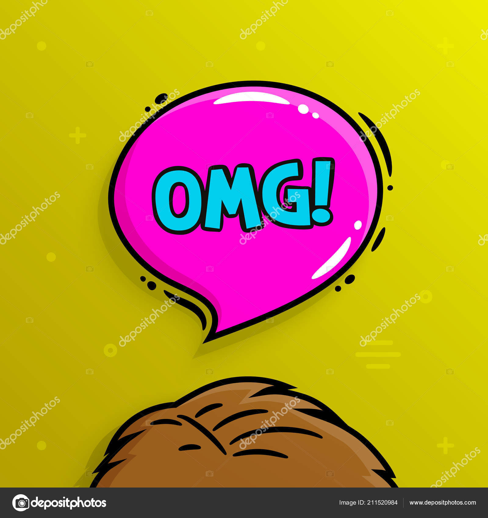 Omg concept. Human head and speech bubble with text OMG. Vector. Stock ...