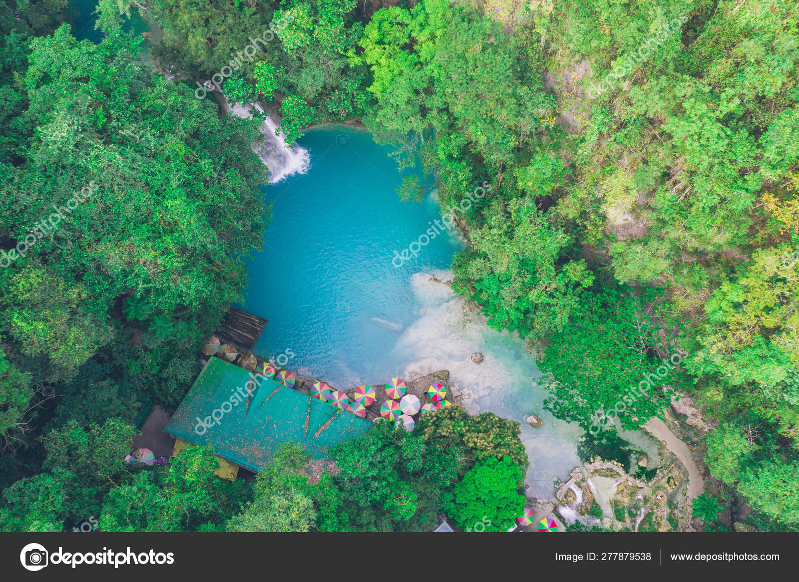The azure Kawasan waterfall in cebu. The maining attraction on t Stock ...
