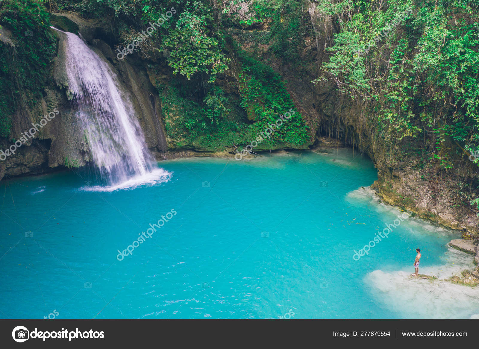 The azure Kawasan waterfall in cebu. The maining attraction on t ...